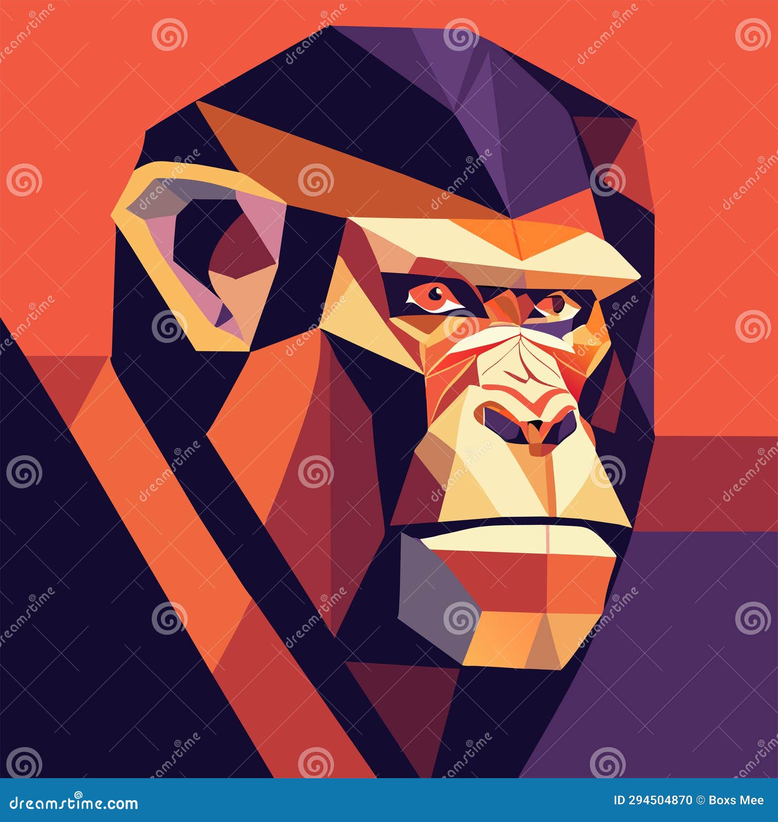 Low Poly Illustration of a Monkey. Vector Illustration of a Monkey ...