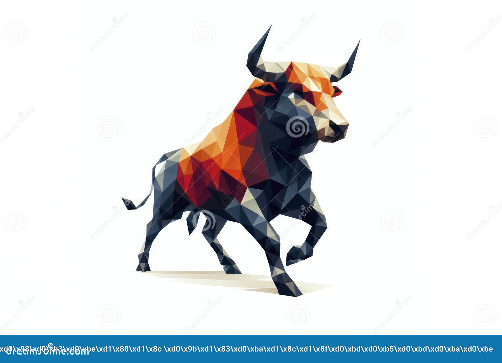 Low Poly Image of a Bull on Solid White Bright Background. Ai ...