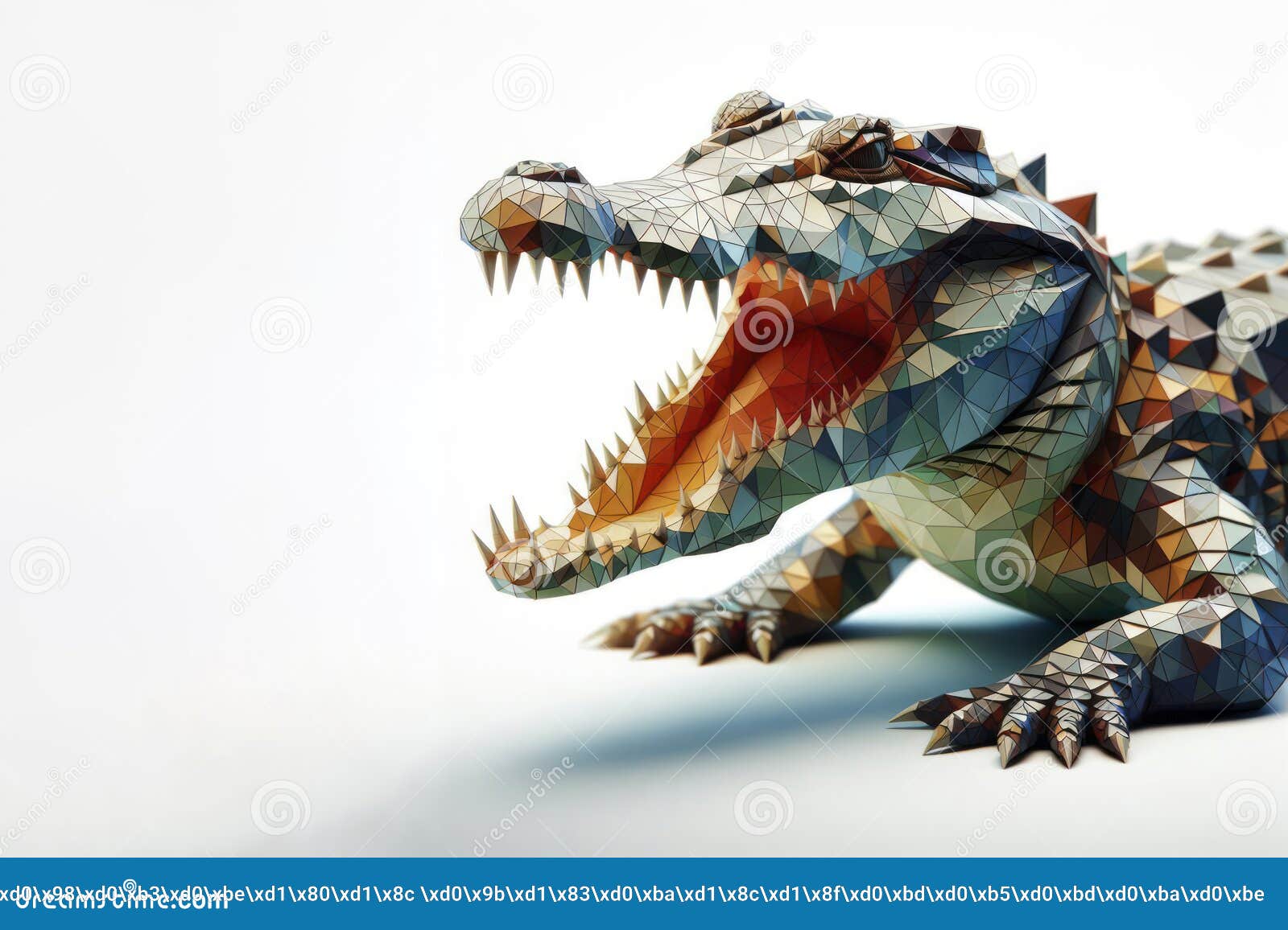 Low Poly Crocodile Submerged In Water Vector Illustration ...