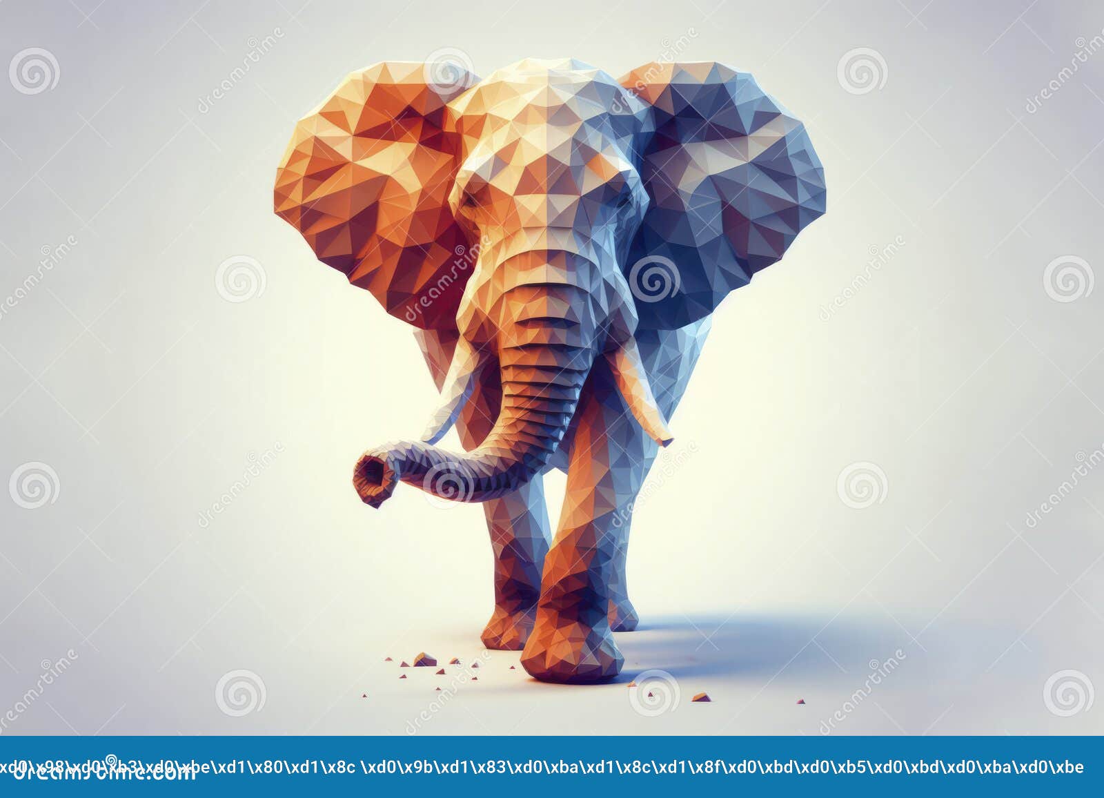 Low Poly Image of Elephant on Solid White Bright Background. Ai ...