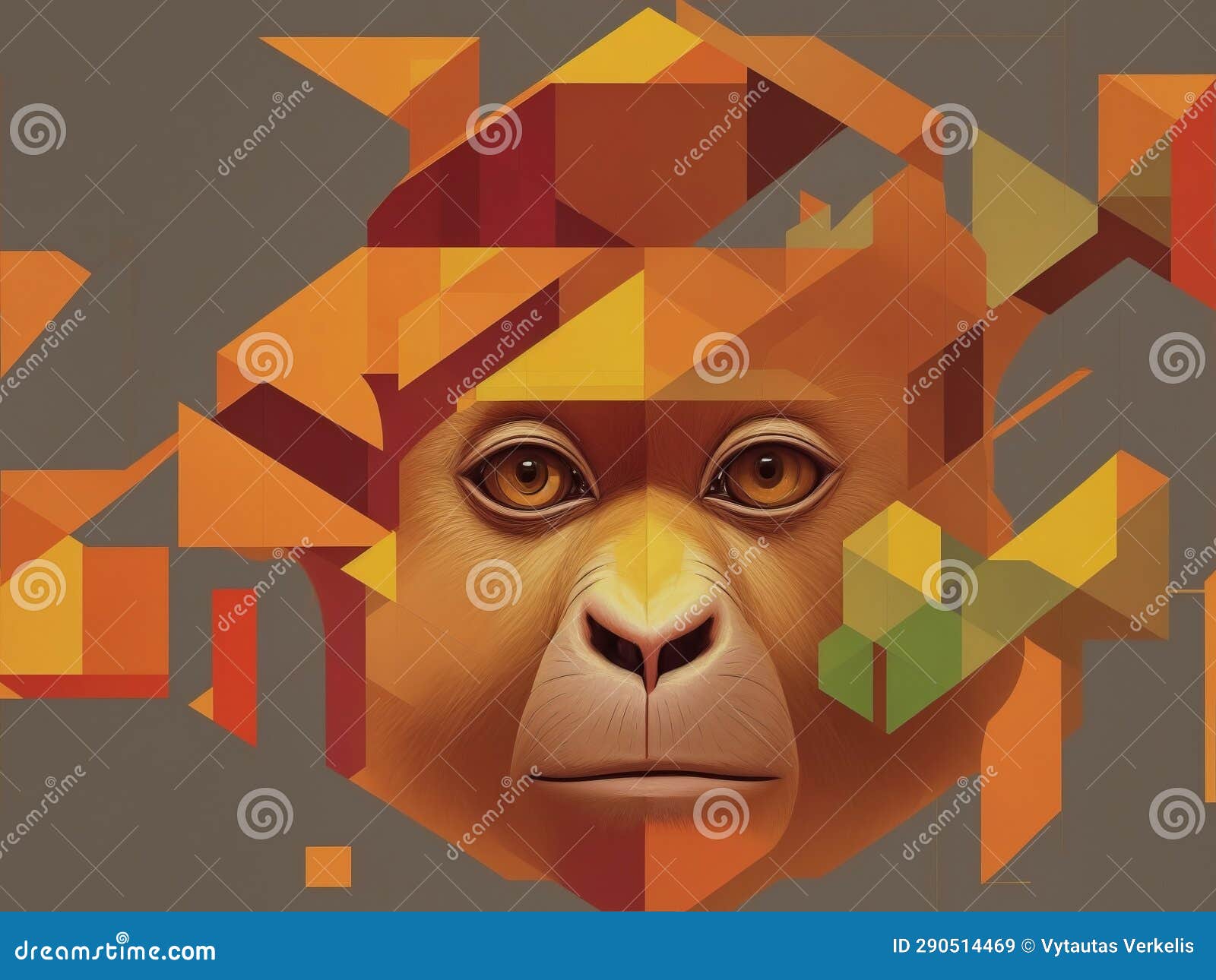 Low Poly Image of Monkey Face with Colorful Geometric Shapes in the ...