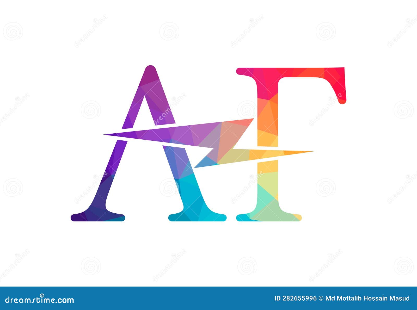 Low Poly and Initial AF Letter Logo Design, Vector Design Concept Stock ...