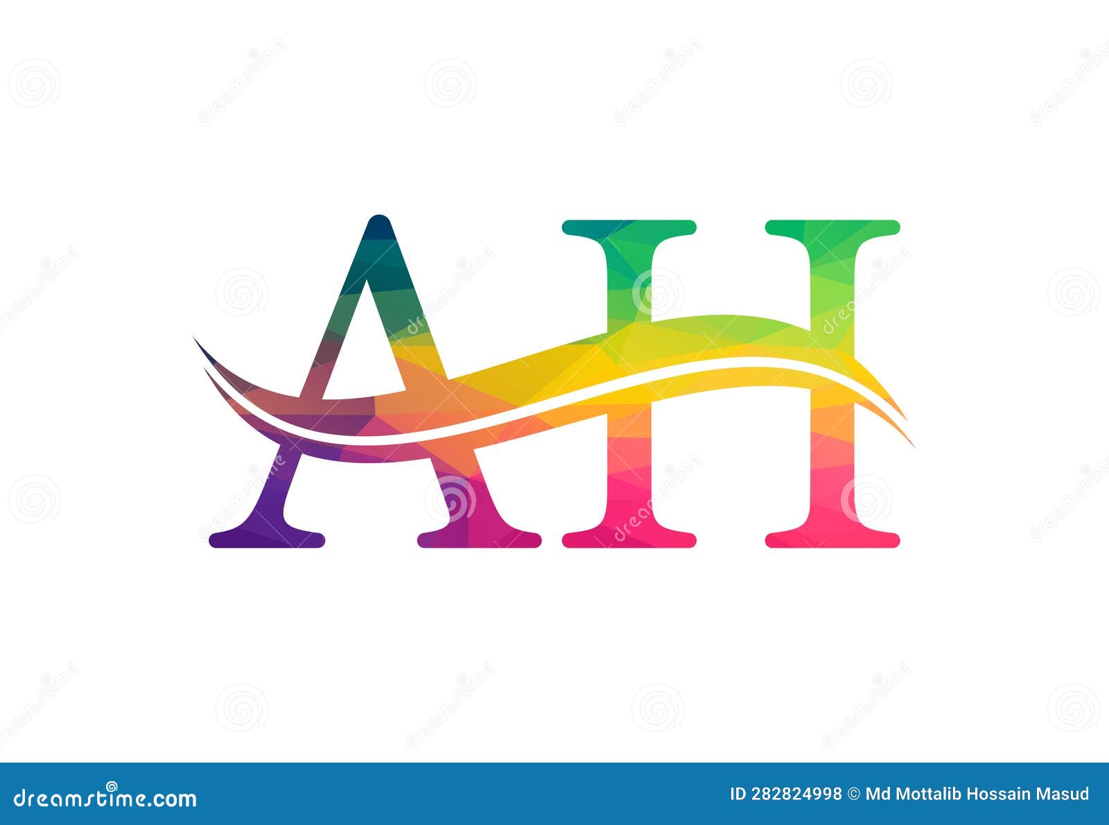 Low Poly and Initial AH Letter Logo Design, Vector Design Concept Stock ...
