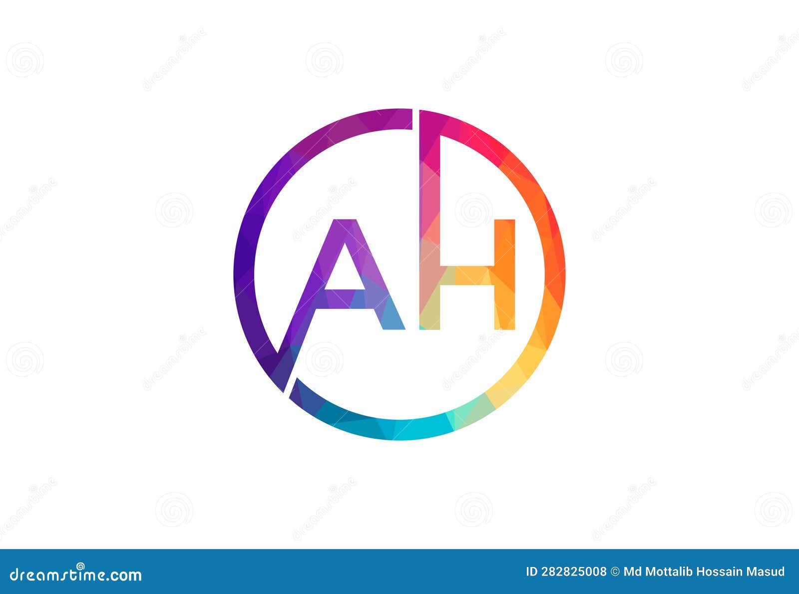Low Poly and Initial AH Letter Logo Design, Vector Design Concept Stock ...