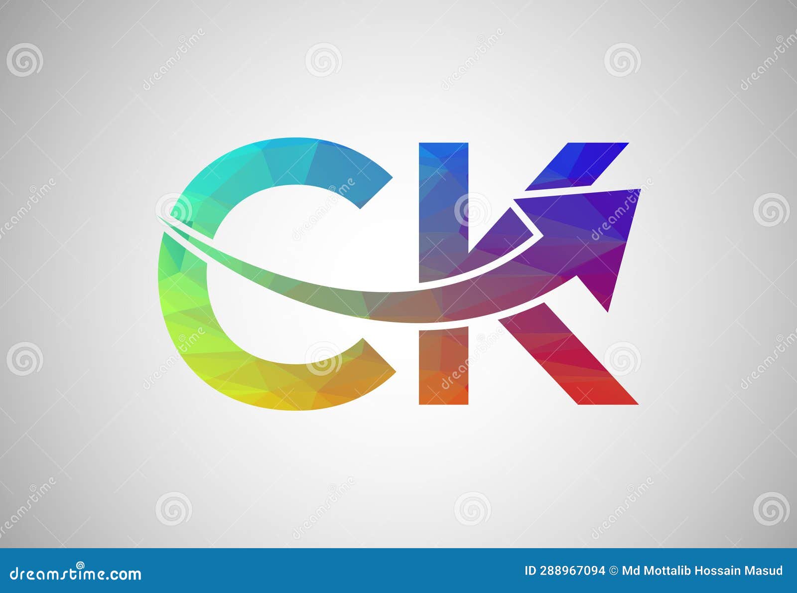 Low Poly and Initial CK Letter Logo Design, Vector Illustration Stock ...