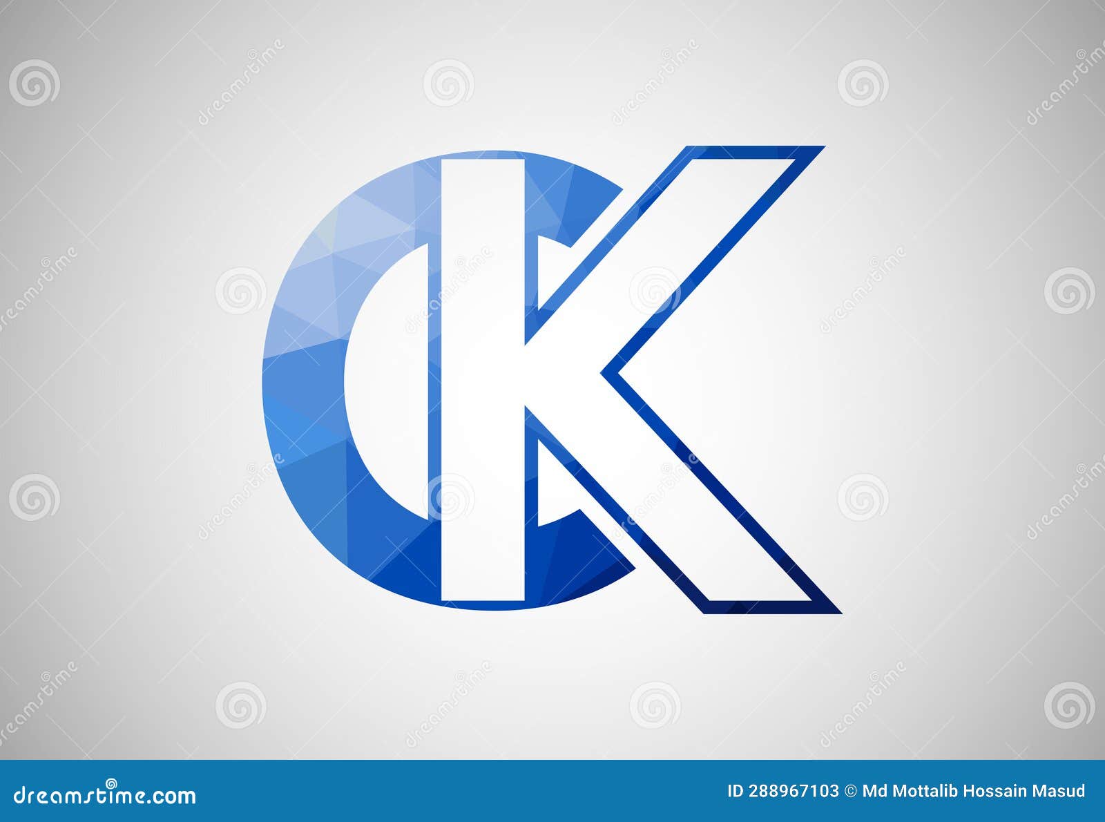 Low Poly and Initial CK Letter Logo Design, Vector Illustration Stock ...