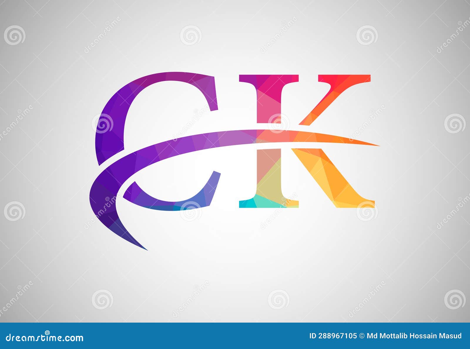 Low Poly and Initial CK Letter Logo Design, Vector Illustration Stock ...
