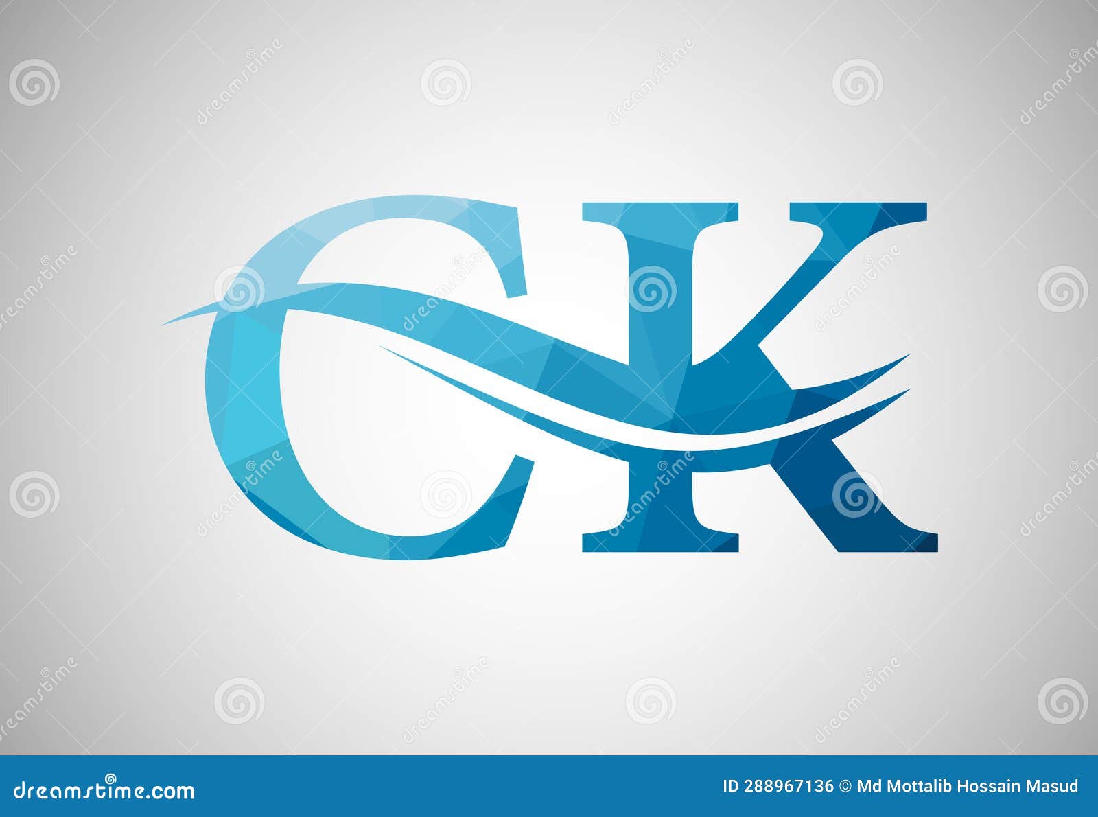 Low Poly and Initial CK Letter Logo Design, Vector Illustration Stock ...