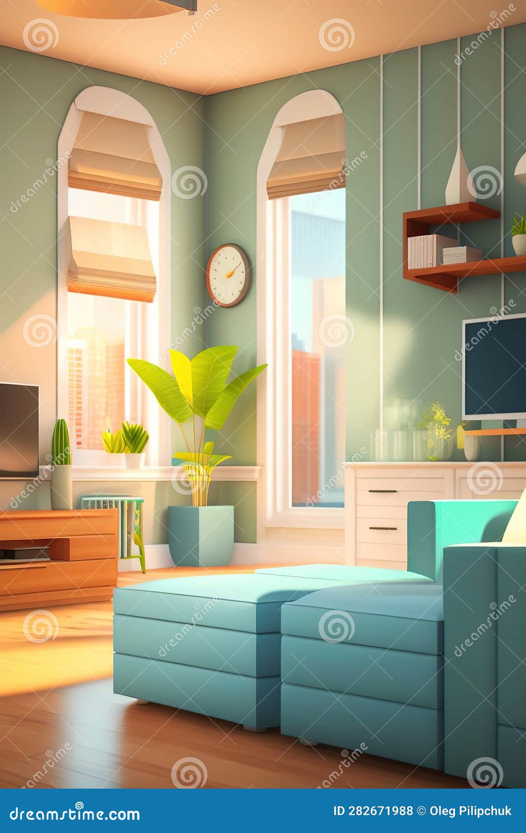 Low Poly:interior of Living Room in an Apartment, Ai Generated Stock ...