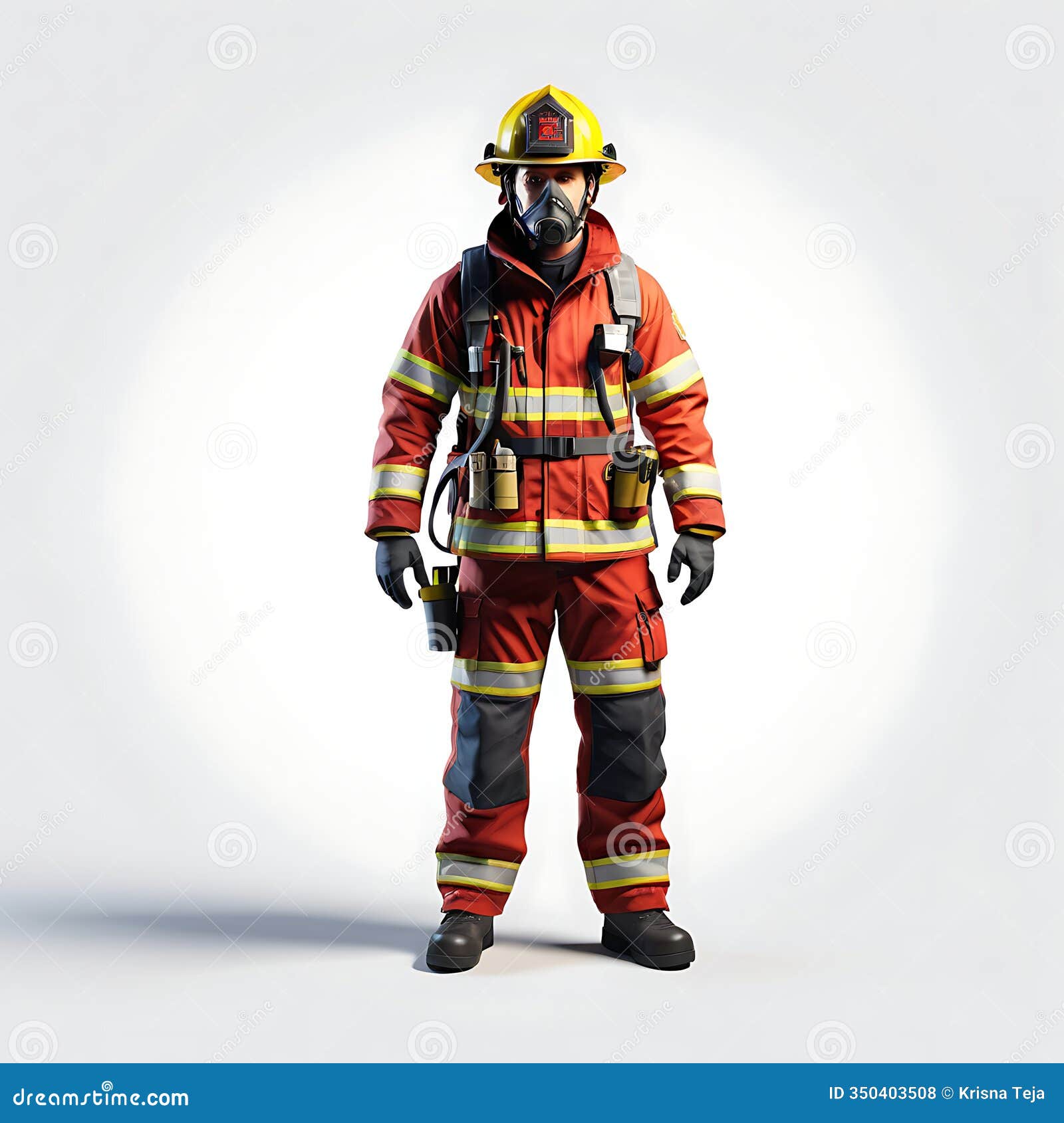Isometric Low Poly Firefighter on White Background Stock Illustration ...