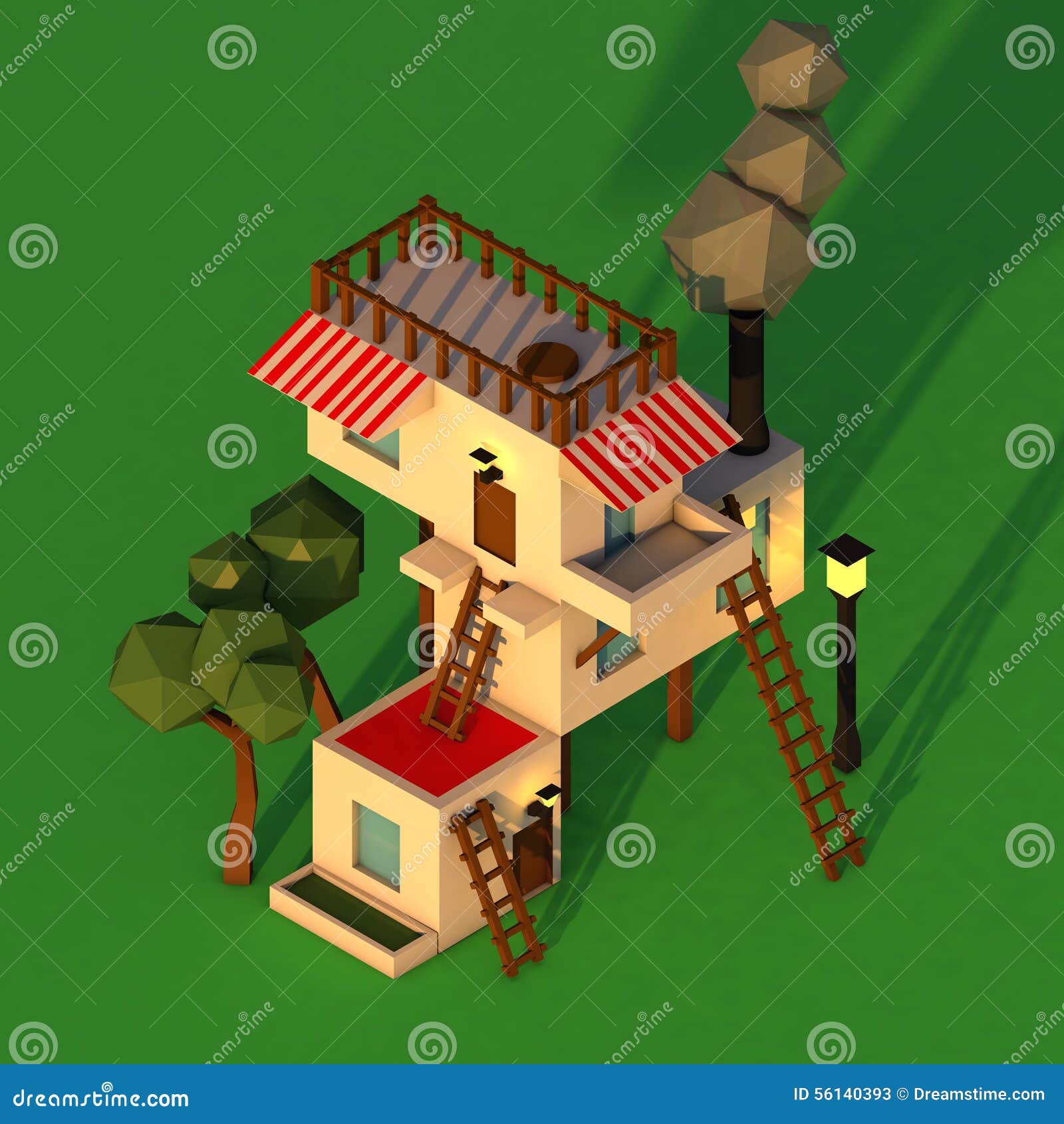Low poly isometric house stock illustration. Illustration of nature ...