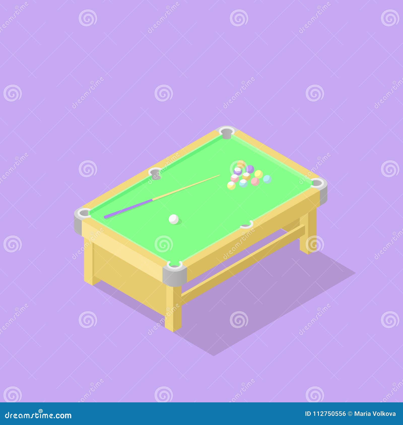 Low Poly Isometric Pool Table Vector Illustration | CartoonDealer.com #112750556