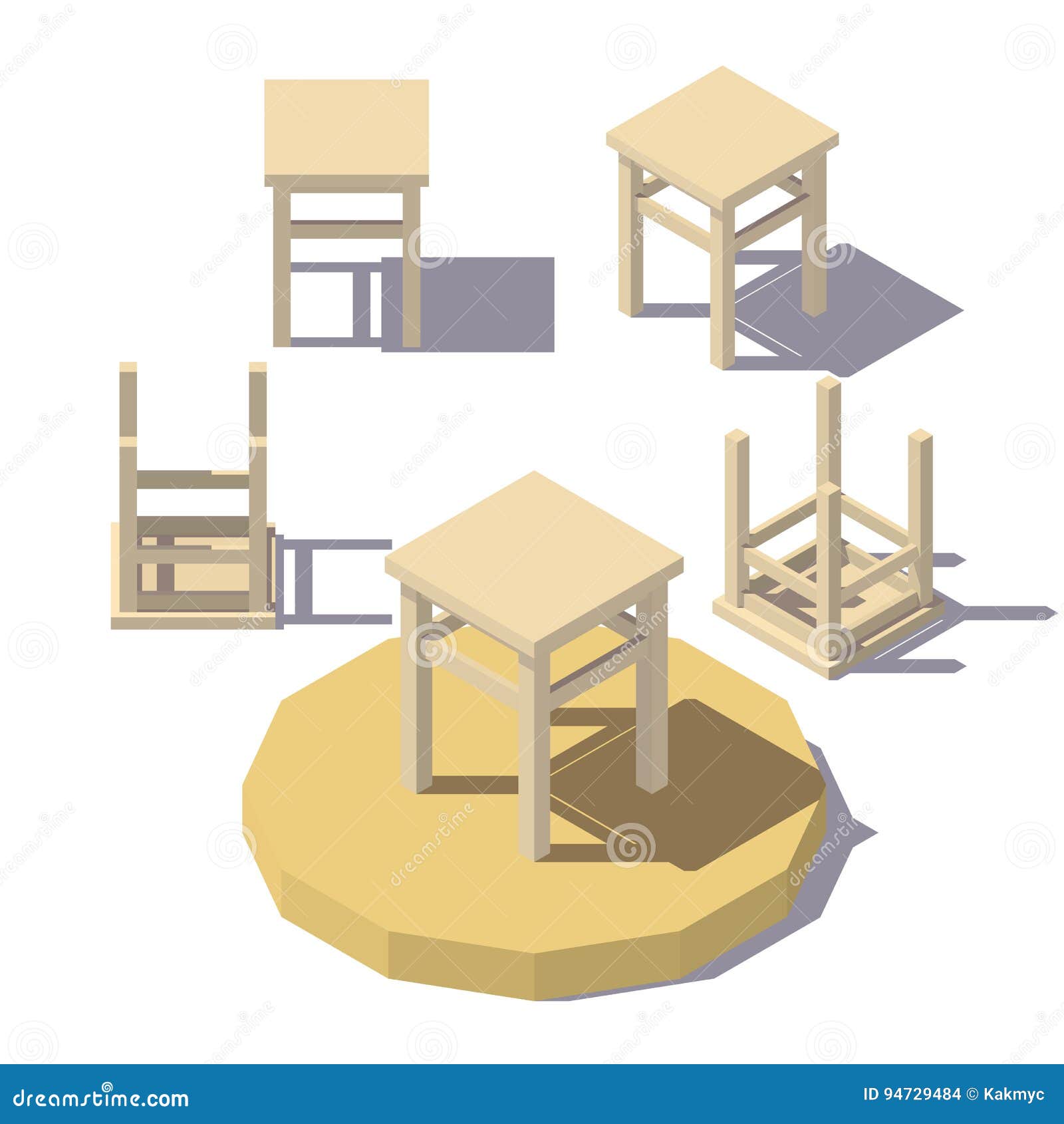 Low poly isometric Stool stock vector. Illustration of isolated - 94729484