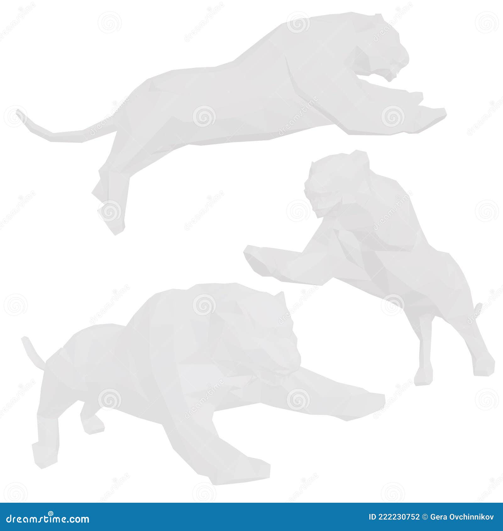Low Poly Jumping Tiger Set. 3D Stock Vector - Illustration of jump ...