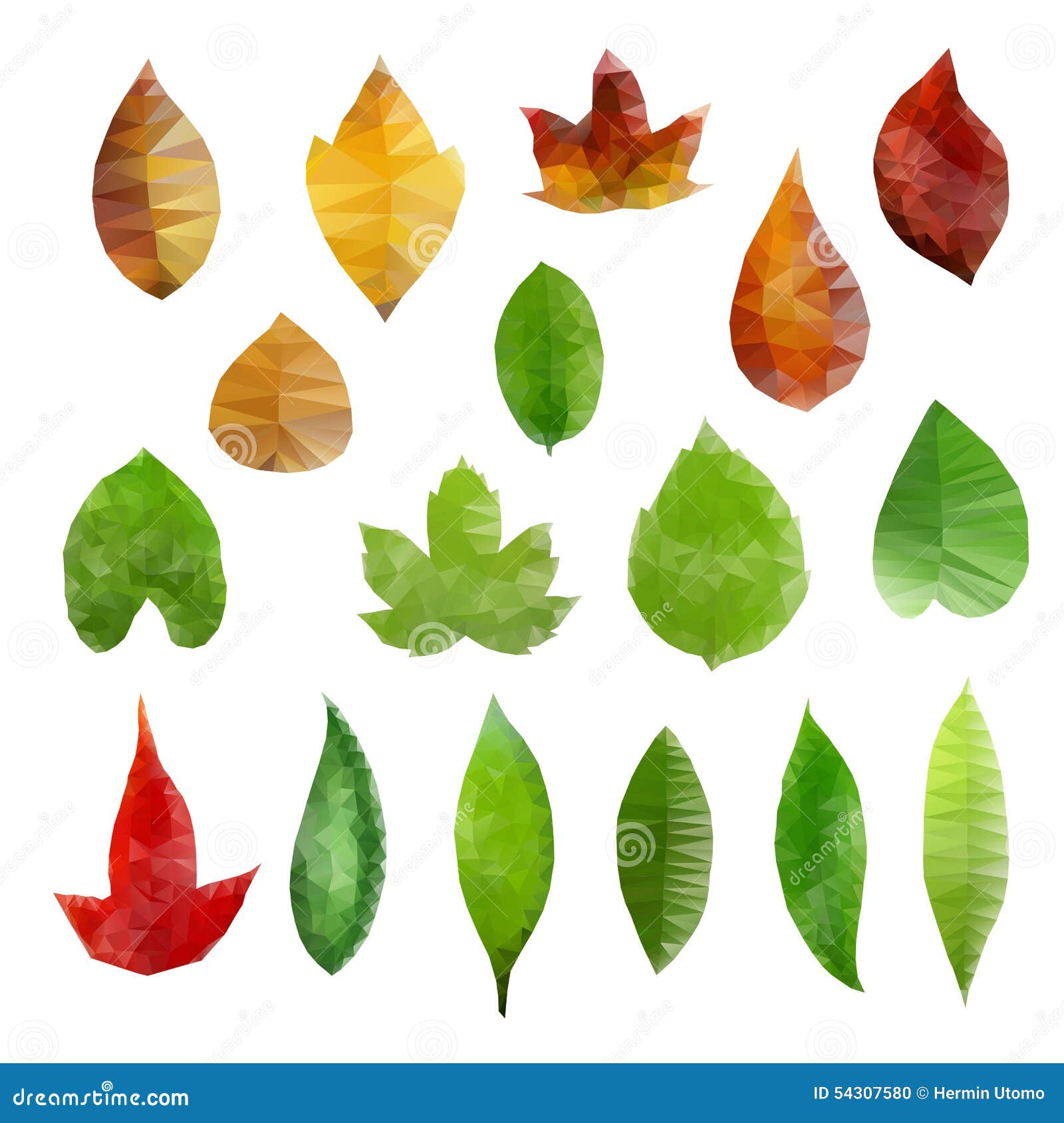 Low-Poly Leaves stock vector. Illustration of vector - 54307580