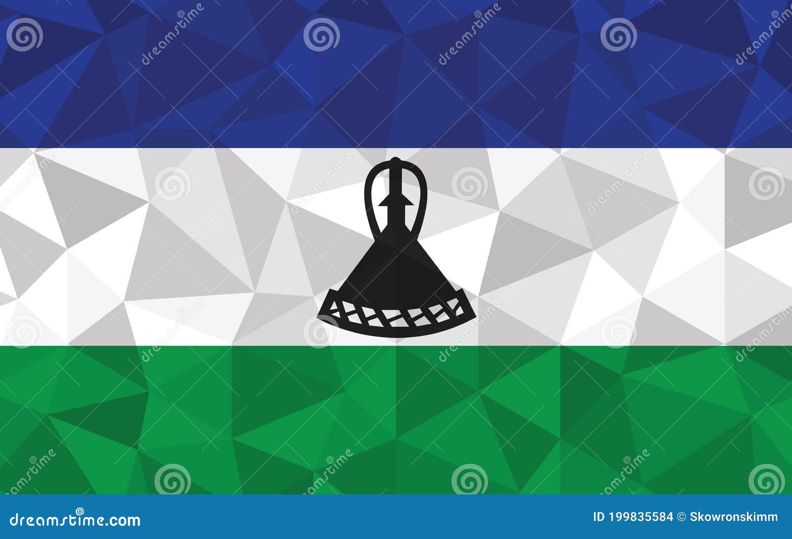 Low Poly Lesotho Flag Vector Illustration. Triangular Basotho Flag ...