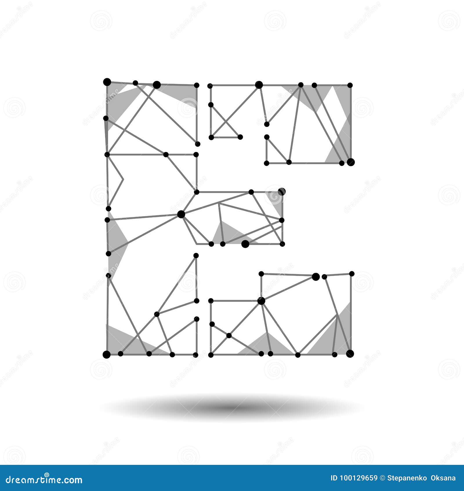 Low Poly Letter E English Latin Cyrillic. Polygonal Triangle Connect ...