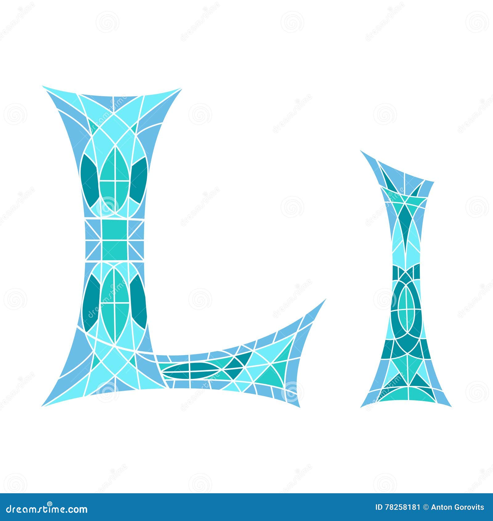 Low Poly Letter L in Blue Mosaic Polygon Stock Vector - Illustration of ...