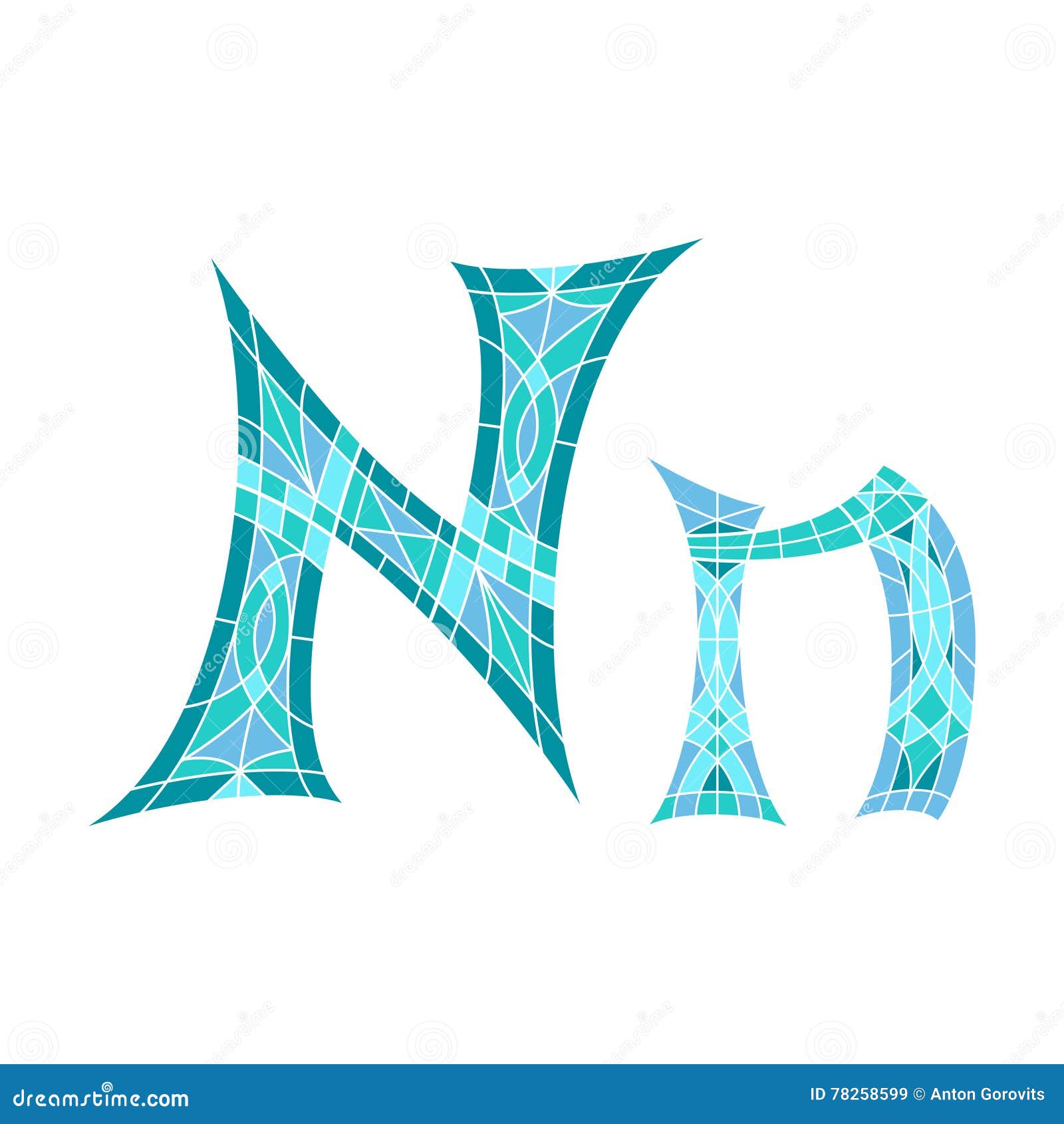 Low Poly Letter N in Blue Mosaic Polygon Stock Vector - Illustration of ...