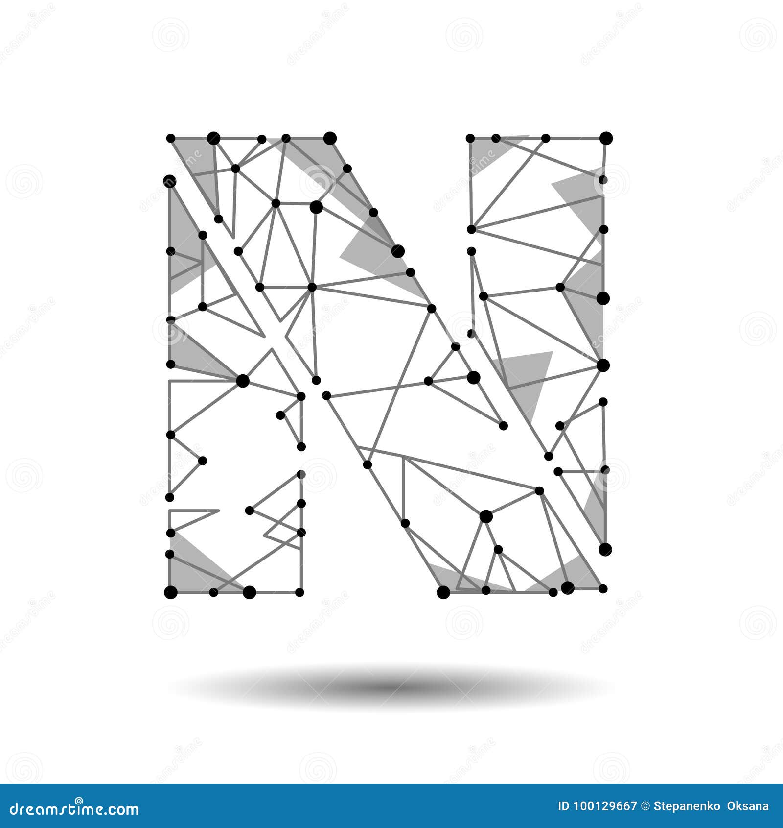 Low Poly Letter R English Latin. Polygonal Triangle Connect Dot Point ...