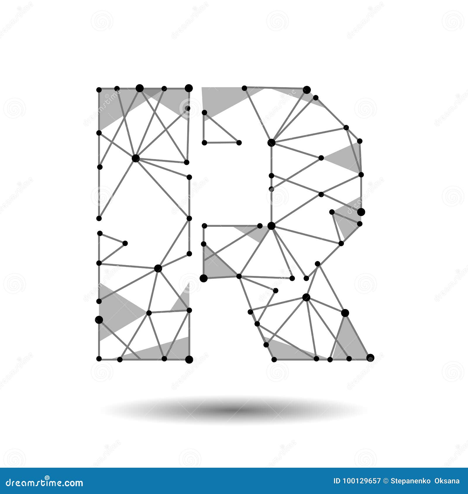 Low Poly Letter R English Latin. Polygonal Triangle Connect Dot Point ...