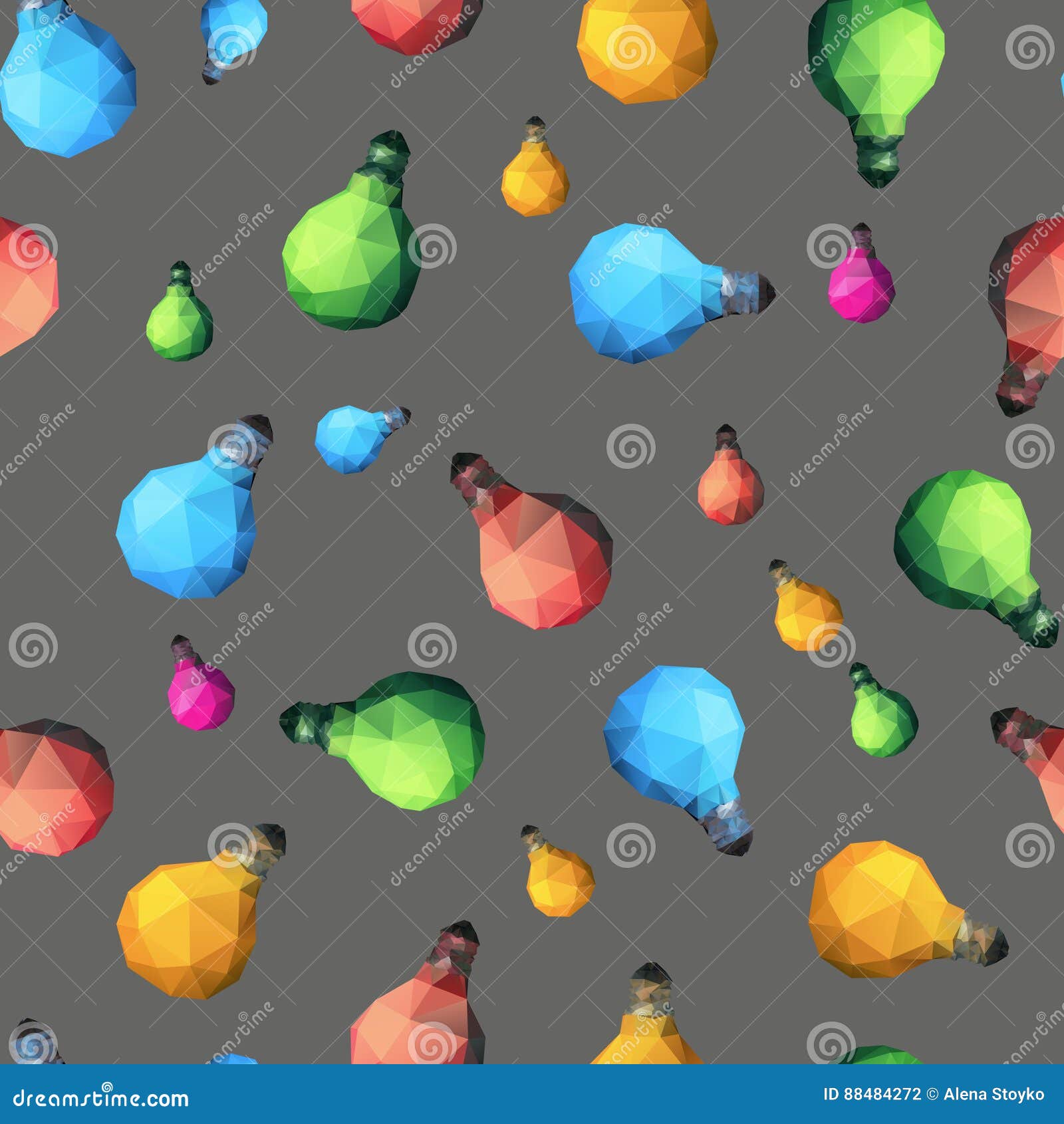 Low Poly Light Bulb. Seamless Pattern Stock Vector - Illustration of ...