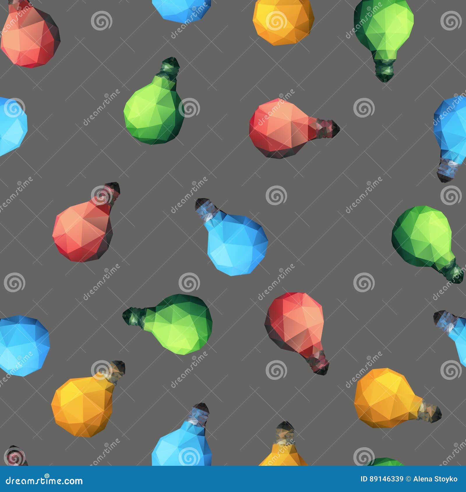 Low Poly Light Bulb. Seamless Pattern Stock Vector - Illustration of ...