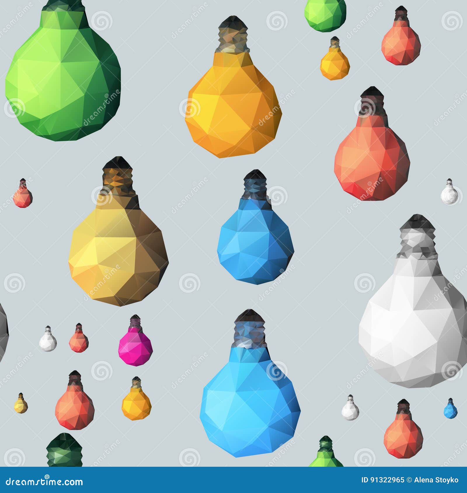 Low Poly Light Bulb. Seamless Pattern Stock Vector - Illustration of ...