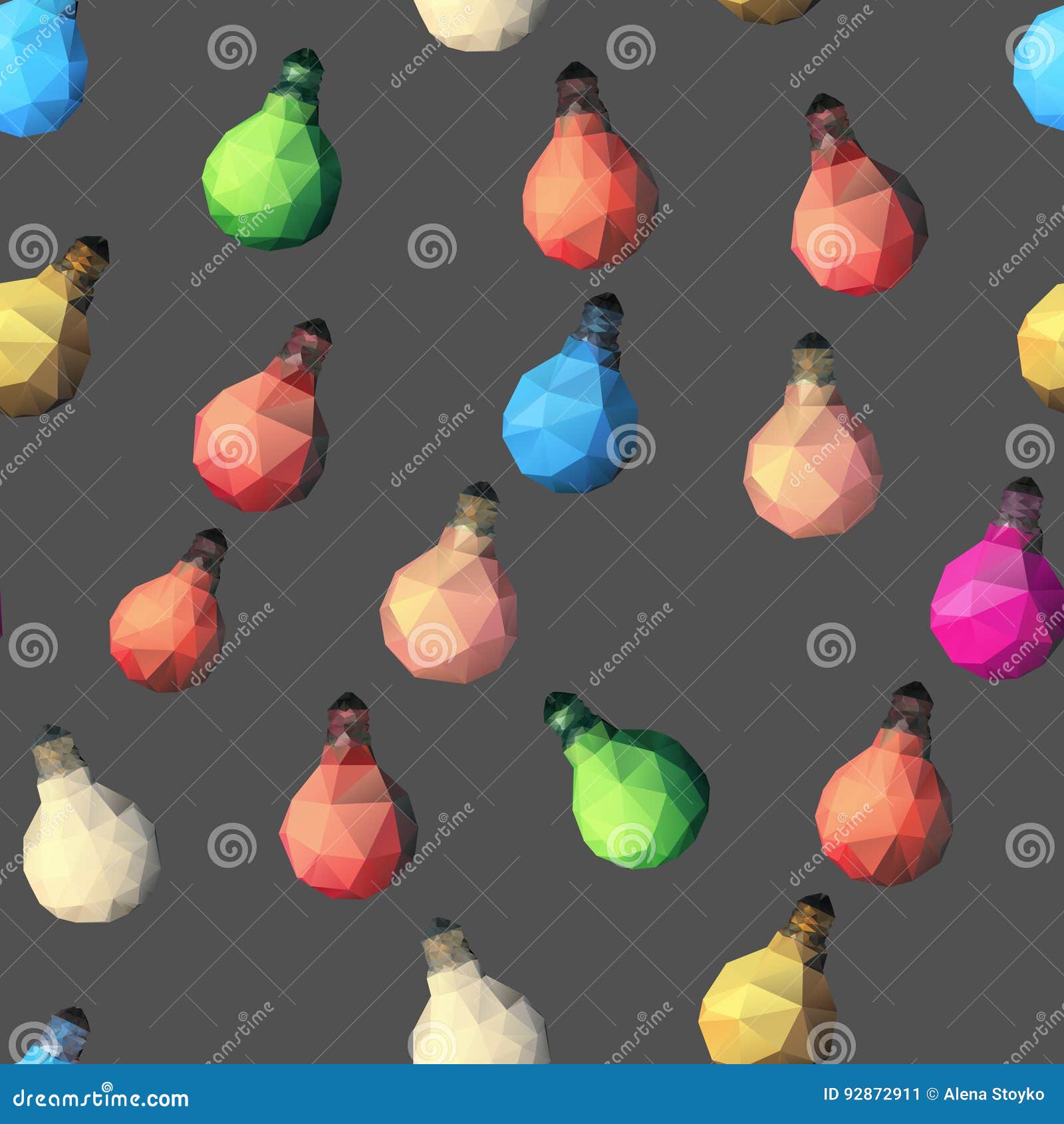 Low Poly Light Bulb. Seamless Pattern Stock Vector - Illustration of ...