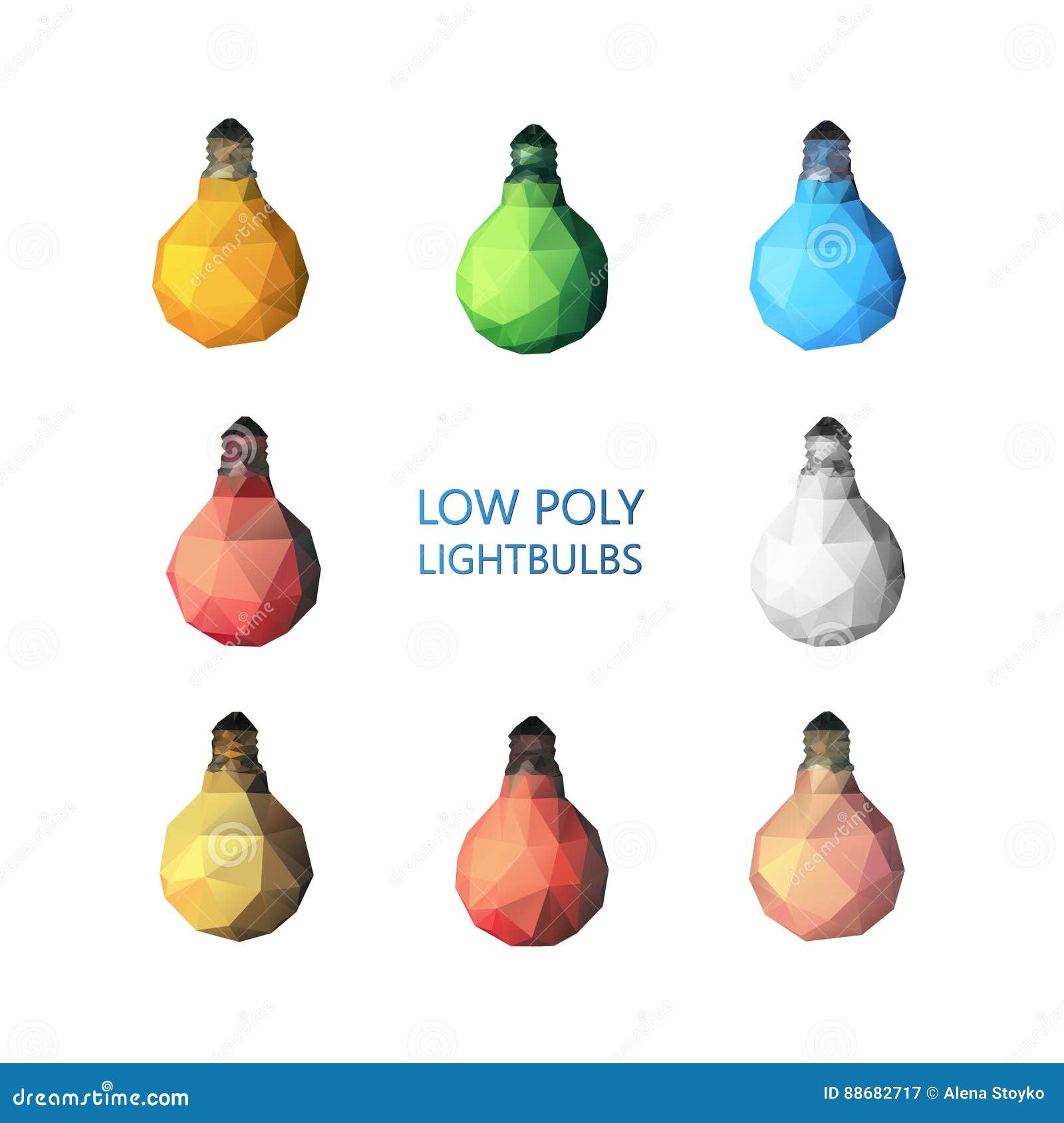 Low Poly Light Bulbs Set Stock Illustrations – 9 Low Poly Light Bulbs ...