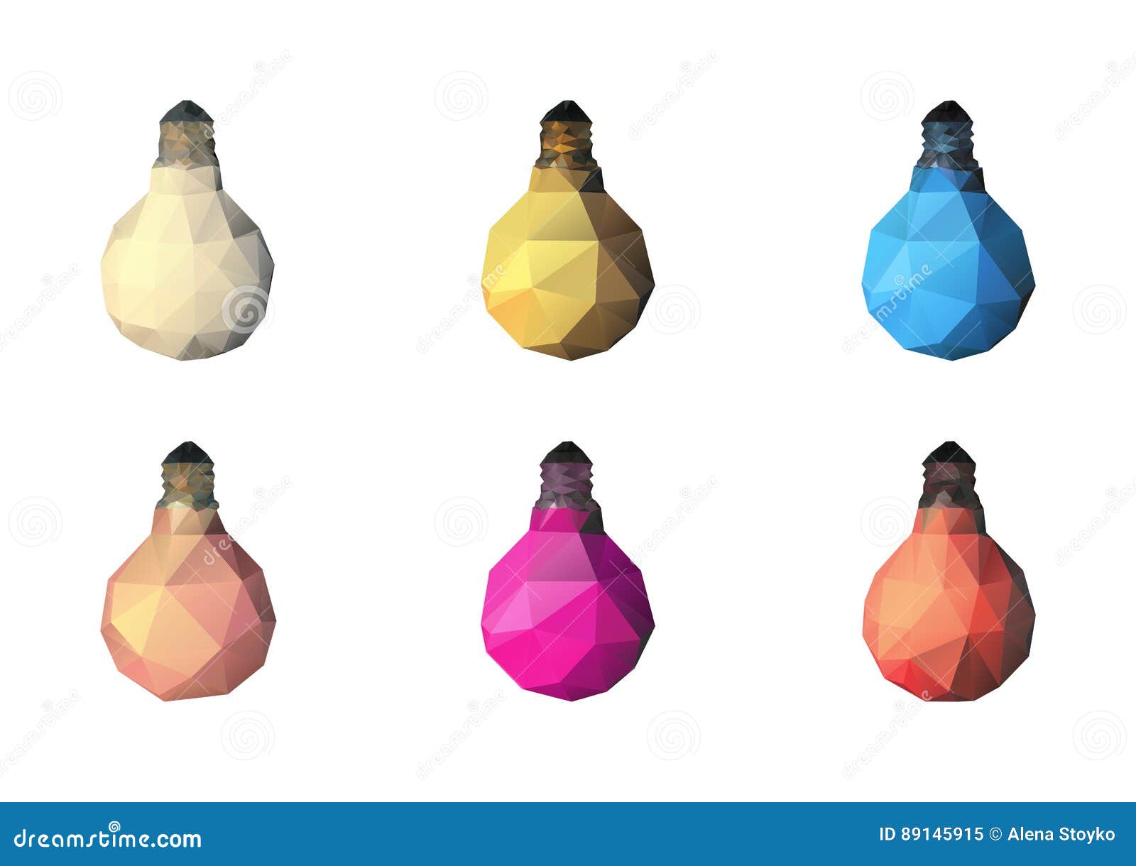 Low poly light bulbs set. stock vector. Illustration of poly - 89145915