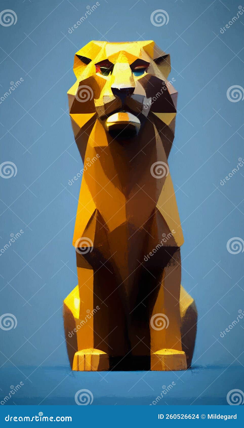 Low Poly Lion - Stylized Digital Art Stock Illustration - Illustration ...