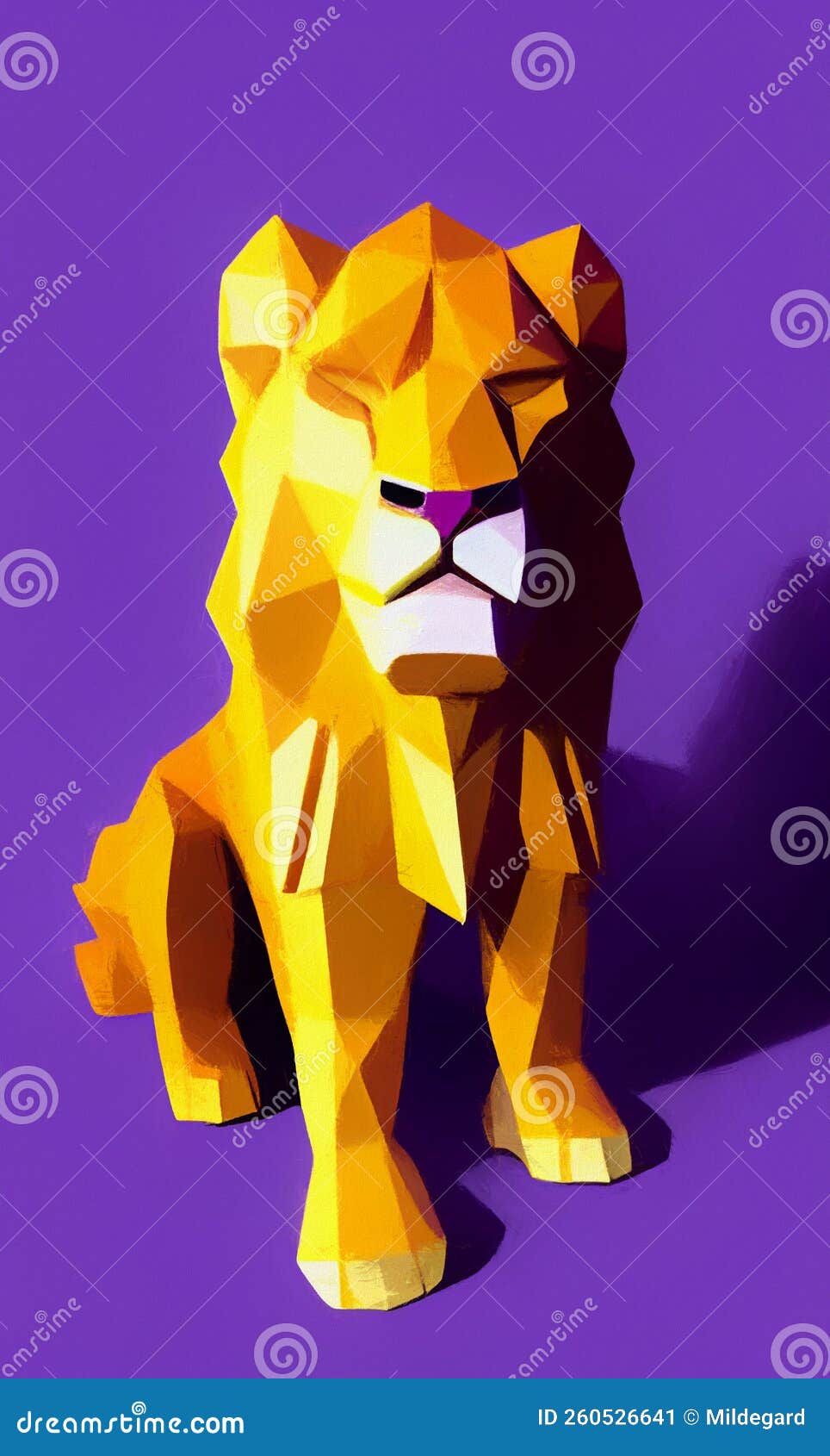 Low Poly Lion - Stylized Digital Art Stock Illustration - Illustration ...