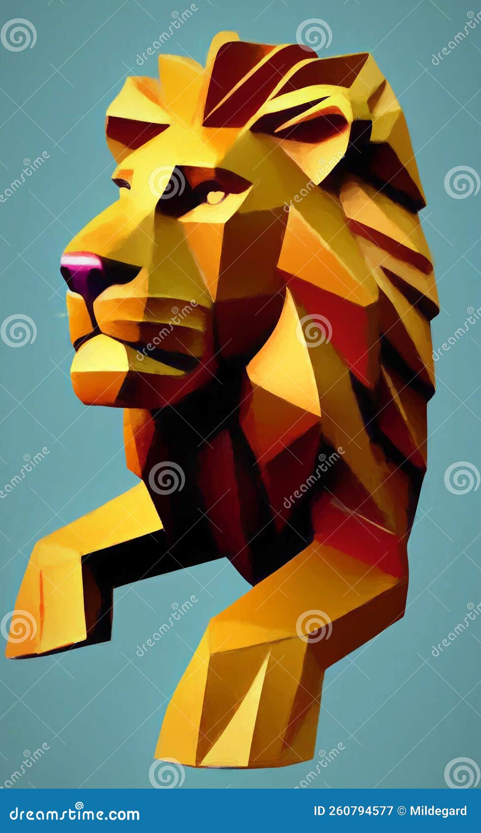 Low Poly Lion - Stylized Digital Art Stock Illustration - Illustration ...