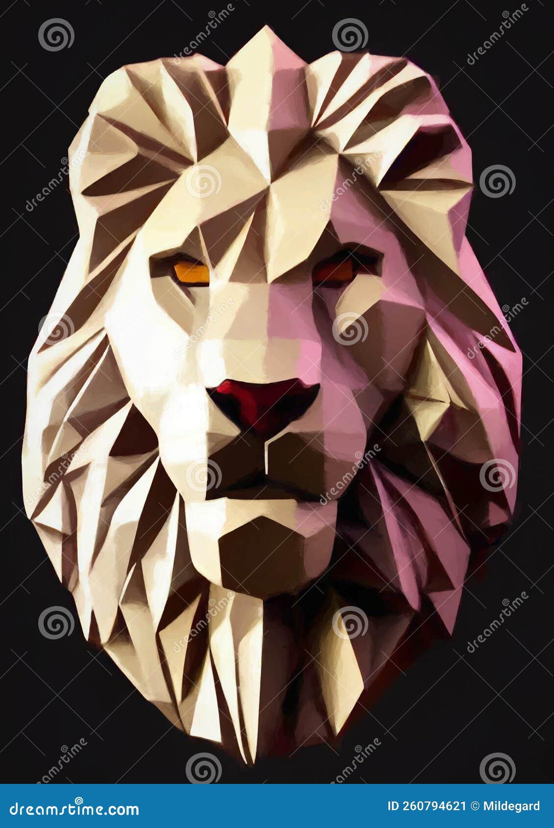 Low Poly Lion - Stylized Digital Art Stock Illustration - Illustration ...