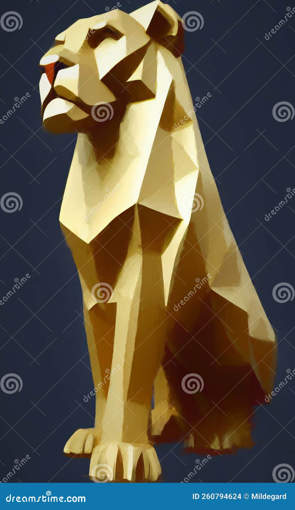 Low Poly Lion - Stylized Digital Art Stock Illustration - Illustration ...