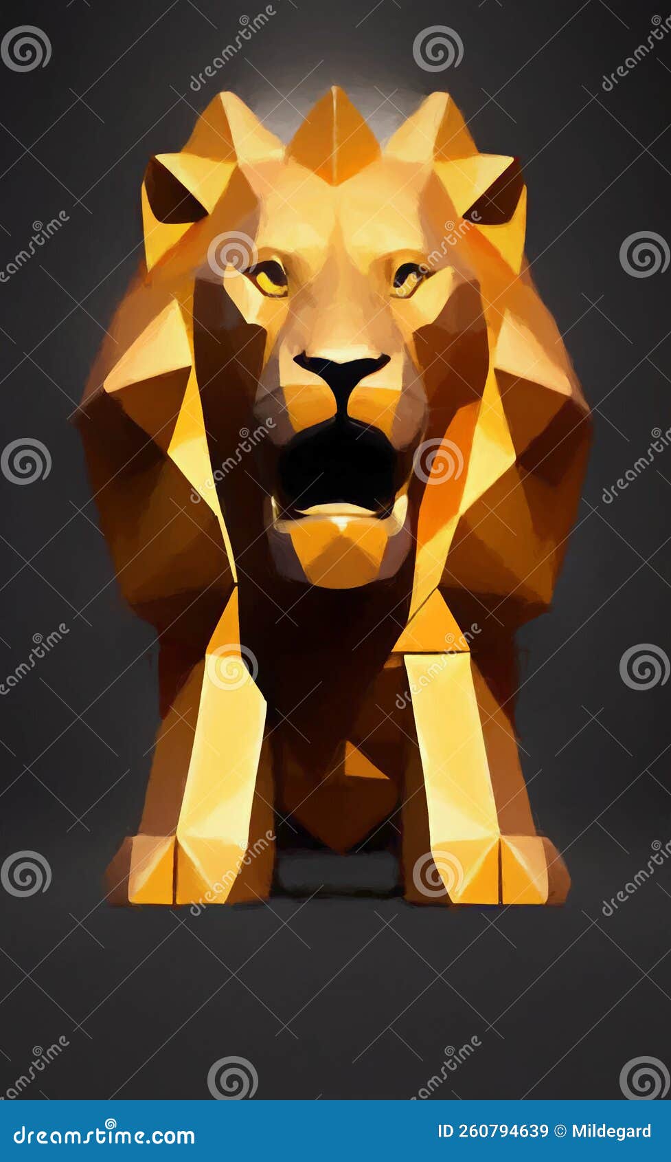 Low Poly Lion - Stylized Digital Art Stock Illustration - Illustration ...