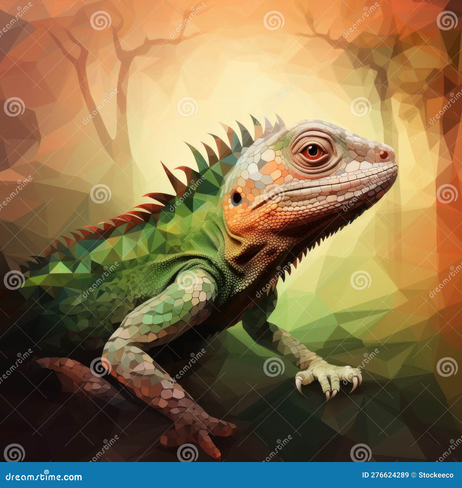Low Poly Lizard Portrait in Surreal Style Stock Illustration ...