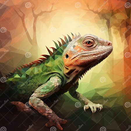 Low Poly Lizard Portrait in Surreal Style Stock Illustration ...