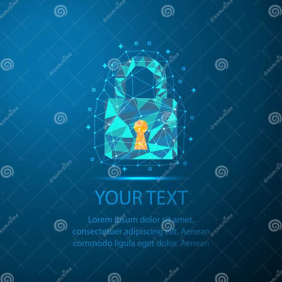 Low Poly Lock Illustration with Lines and Dots Stock Vector ...