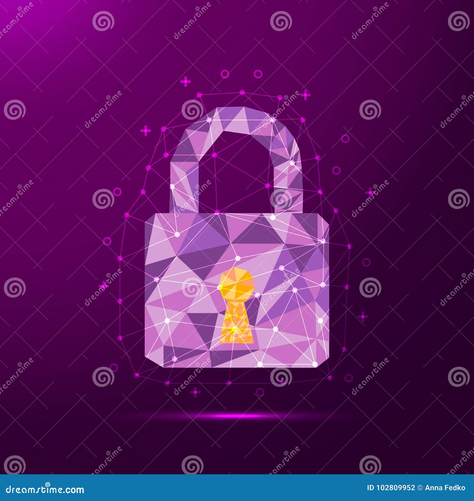 Low Poly Lock Illustration with Lines and Dots Stock Vector ...