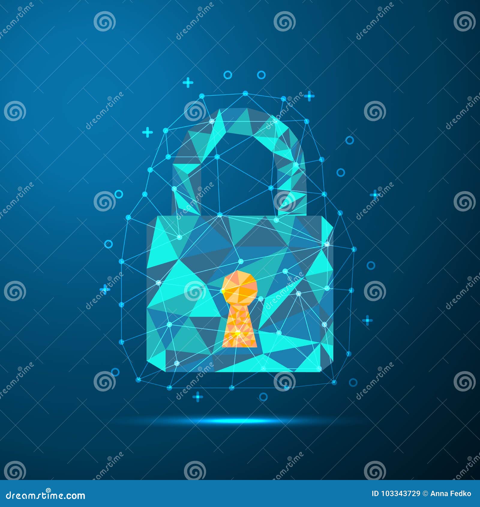Low Poly Lock Illustration with Lines and Dots Stock Vector ...