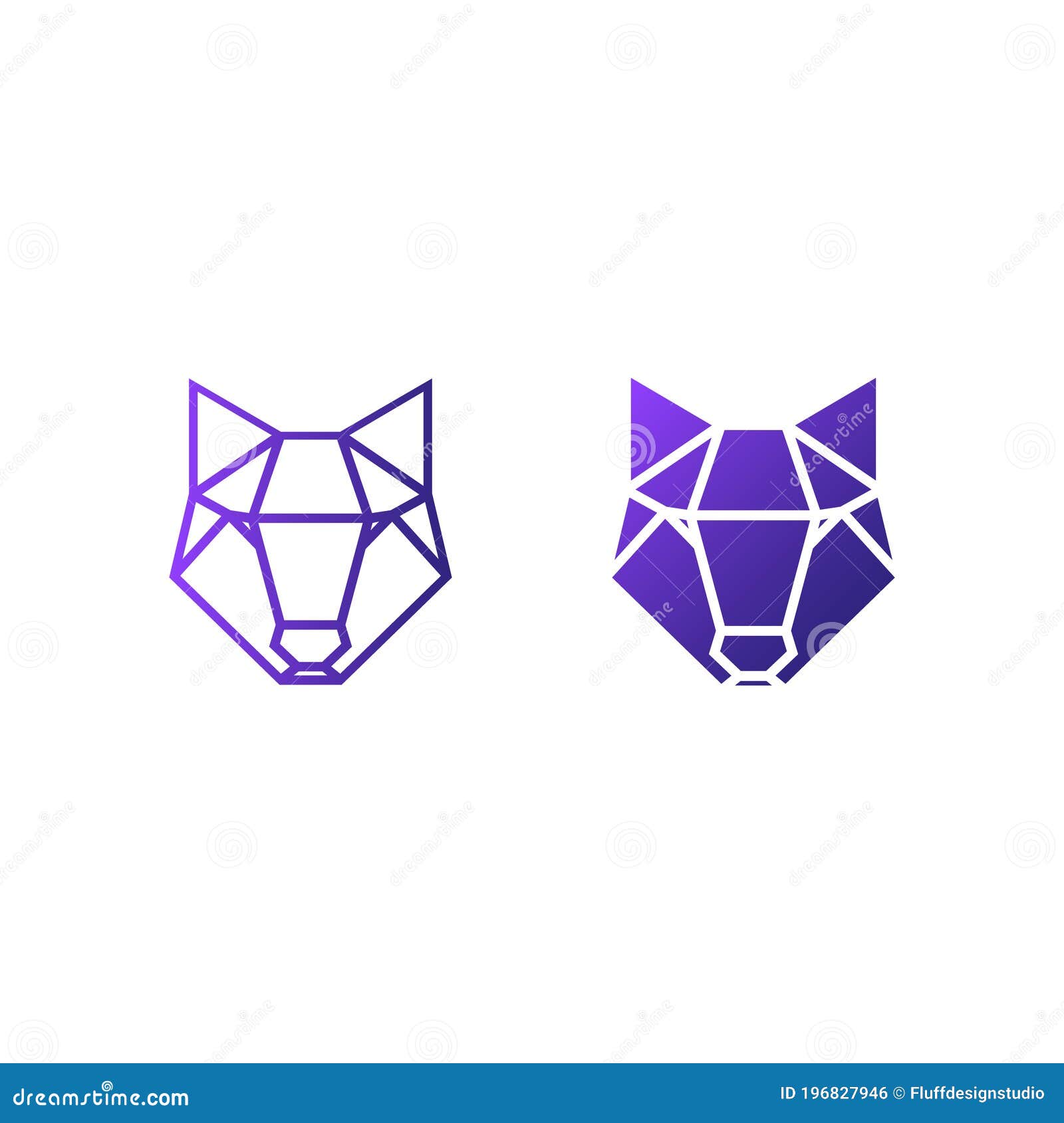 Low Poly Logo of a Dog or Wolf Face Stock Vector - Illustration of ...