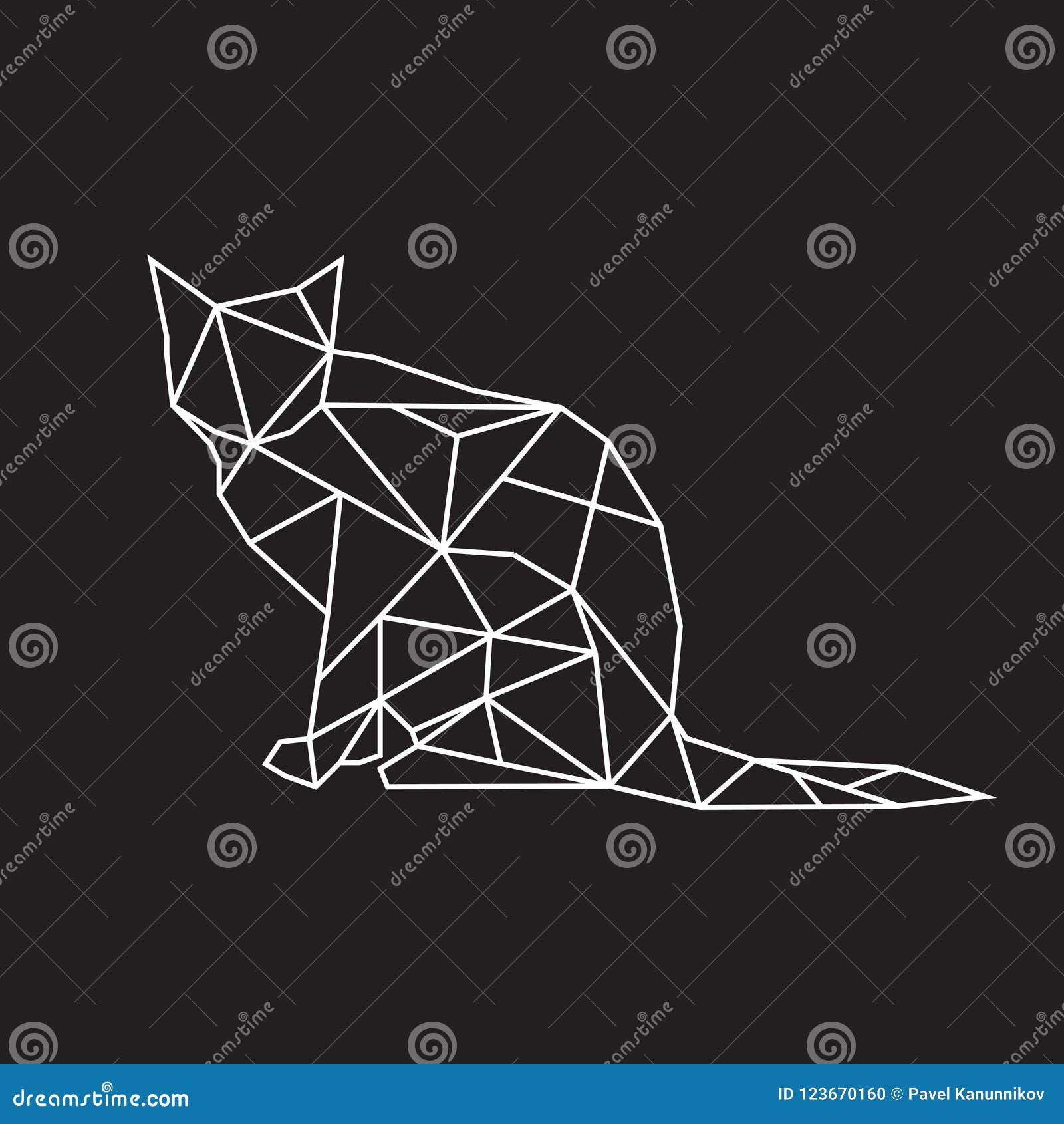 LOW POLY LOGO ICON CAT PET TRIANGLE MODERN POLYGONAL SET Stock Vector ...