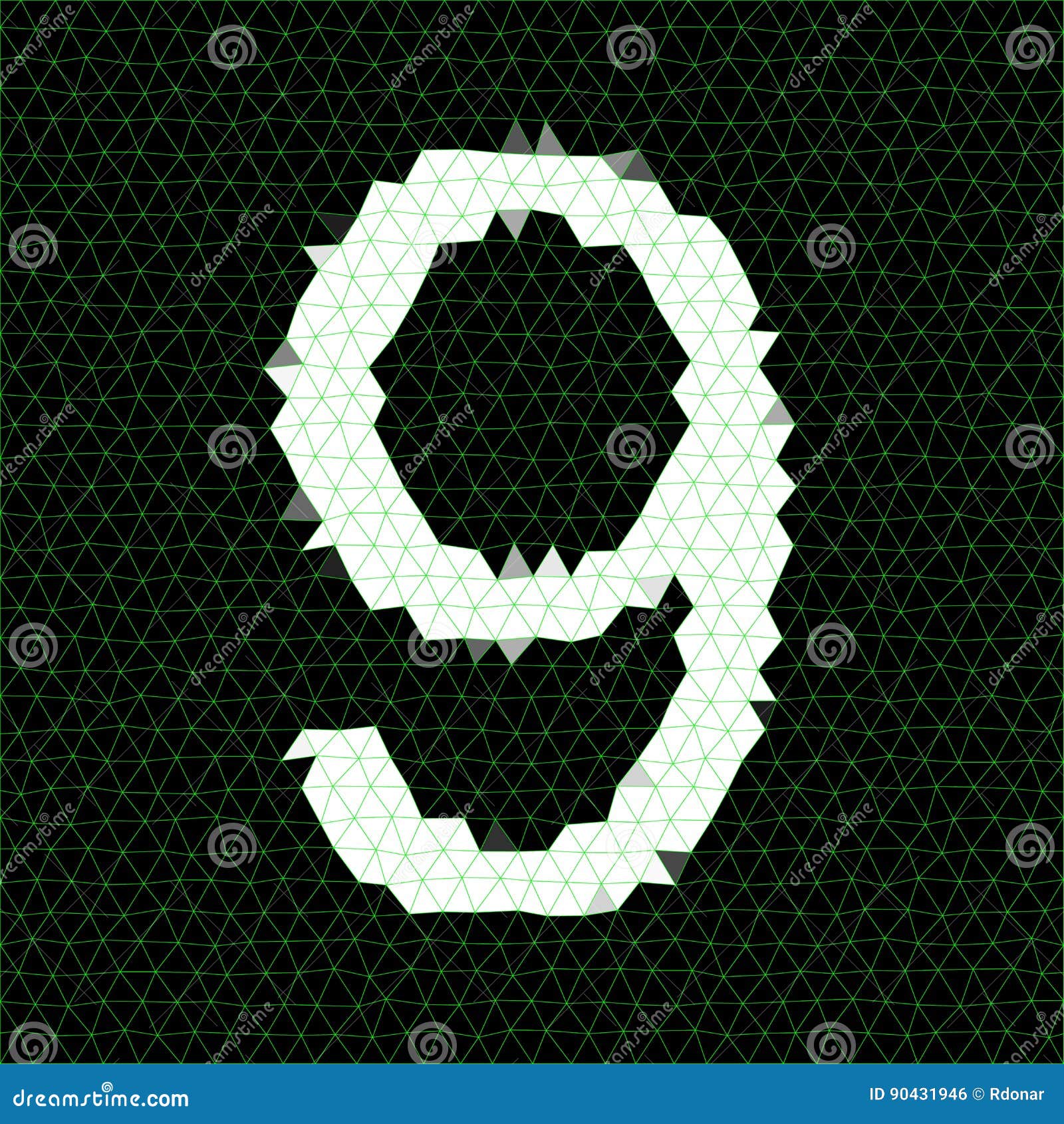 Low Poly. Low Poly Alphabet Collection. Number Nine Stock Illustration ...