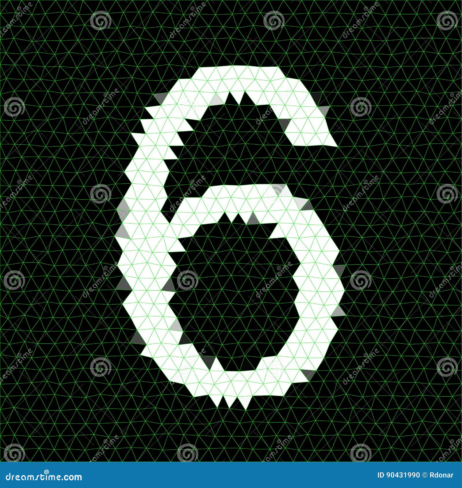 Low Poly. Low Poly Alphabet Collection. Number Six Stock Illustration ...