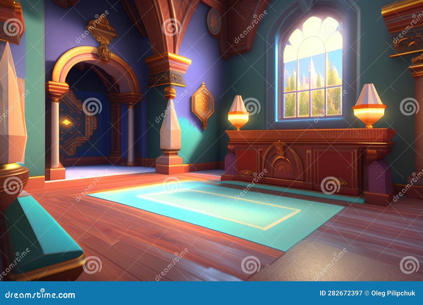 Low Poly: Magic Castle, Interior, Wide Angle, Ai Generated Stock ...