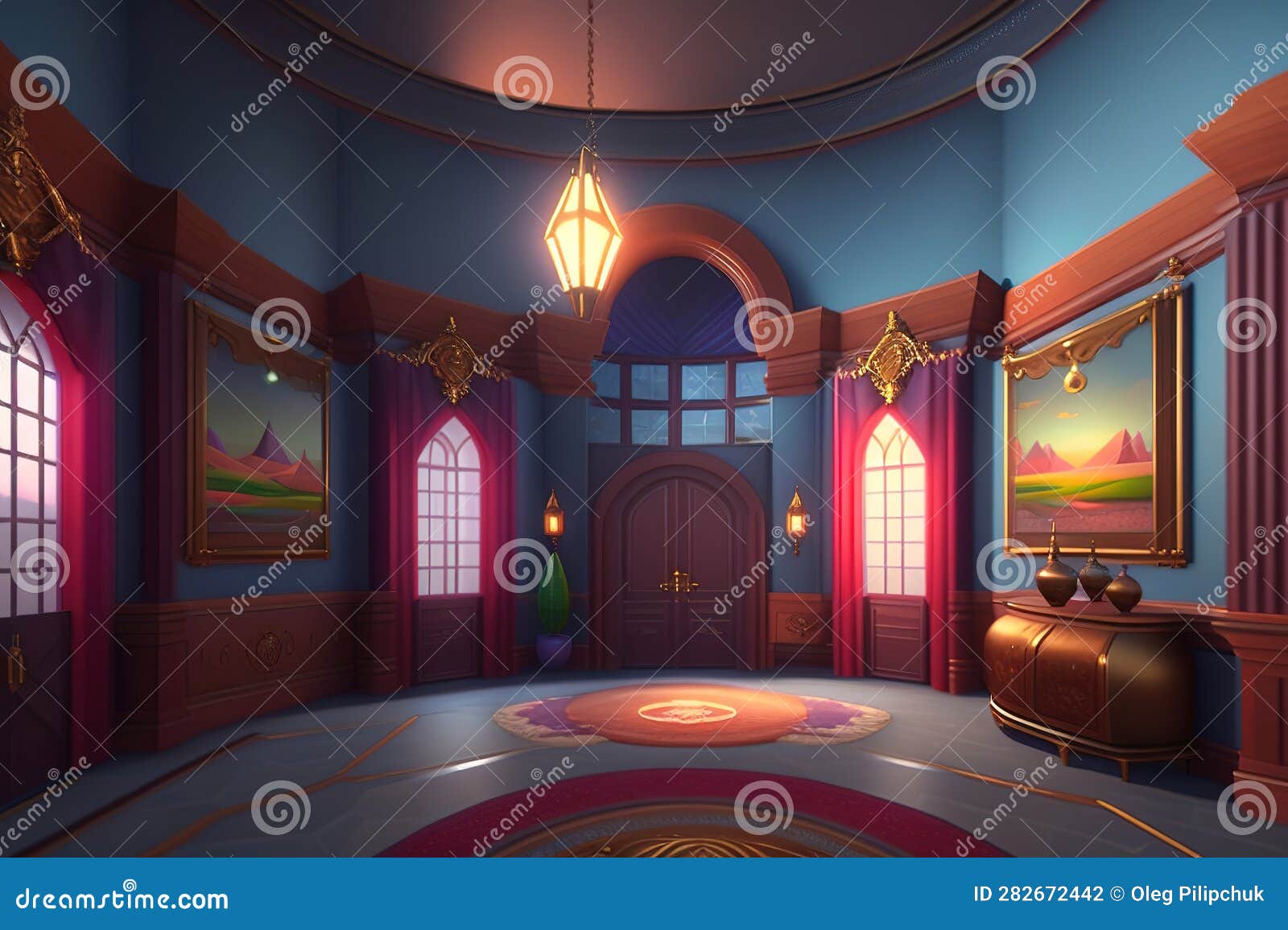Low Poly: Magic Castle, Interior, Wide Angle, Ai Generated Stock ...