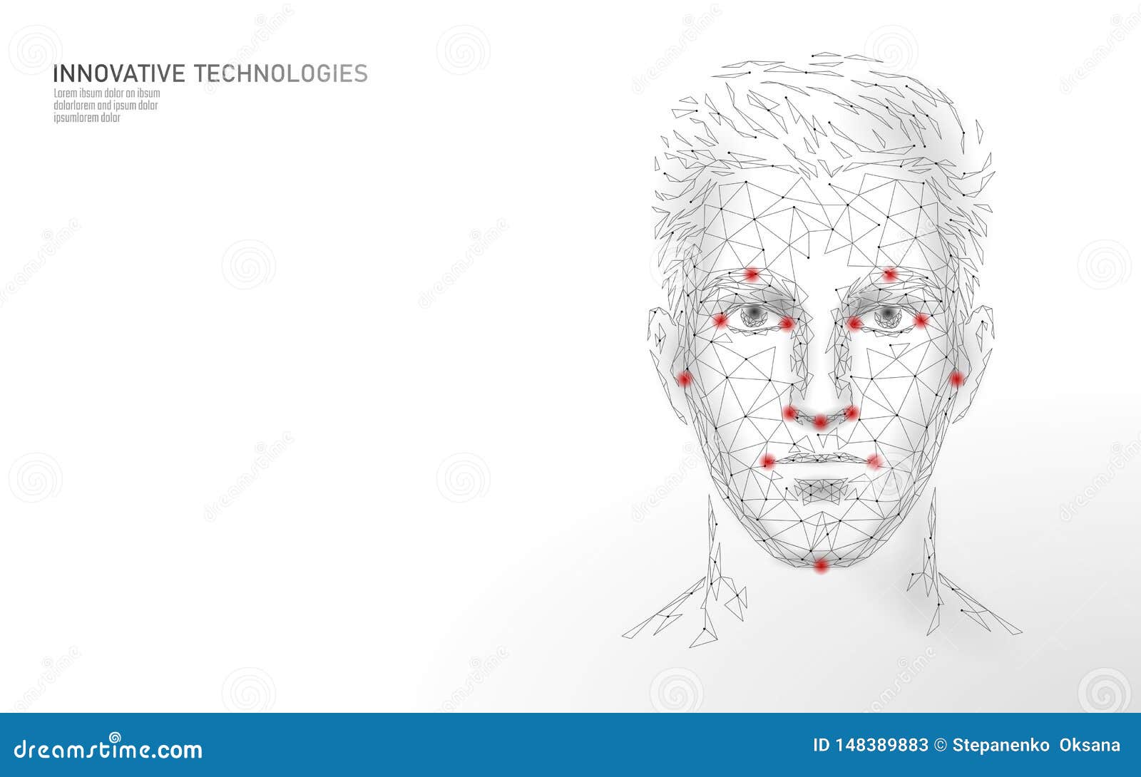 Low Poly Male Human Face Biometric Identification. Recognition System ...