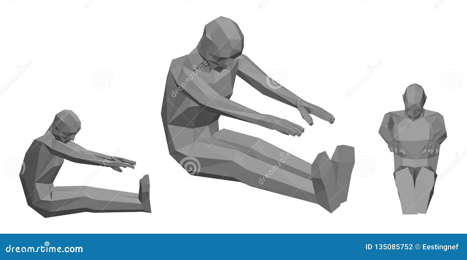 Low Poly Man Doing Tilt Forward Seated. 3d Vector Illustration Stock ...